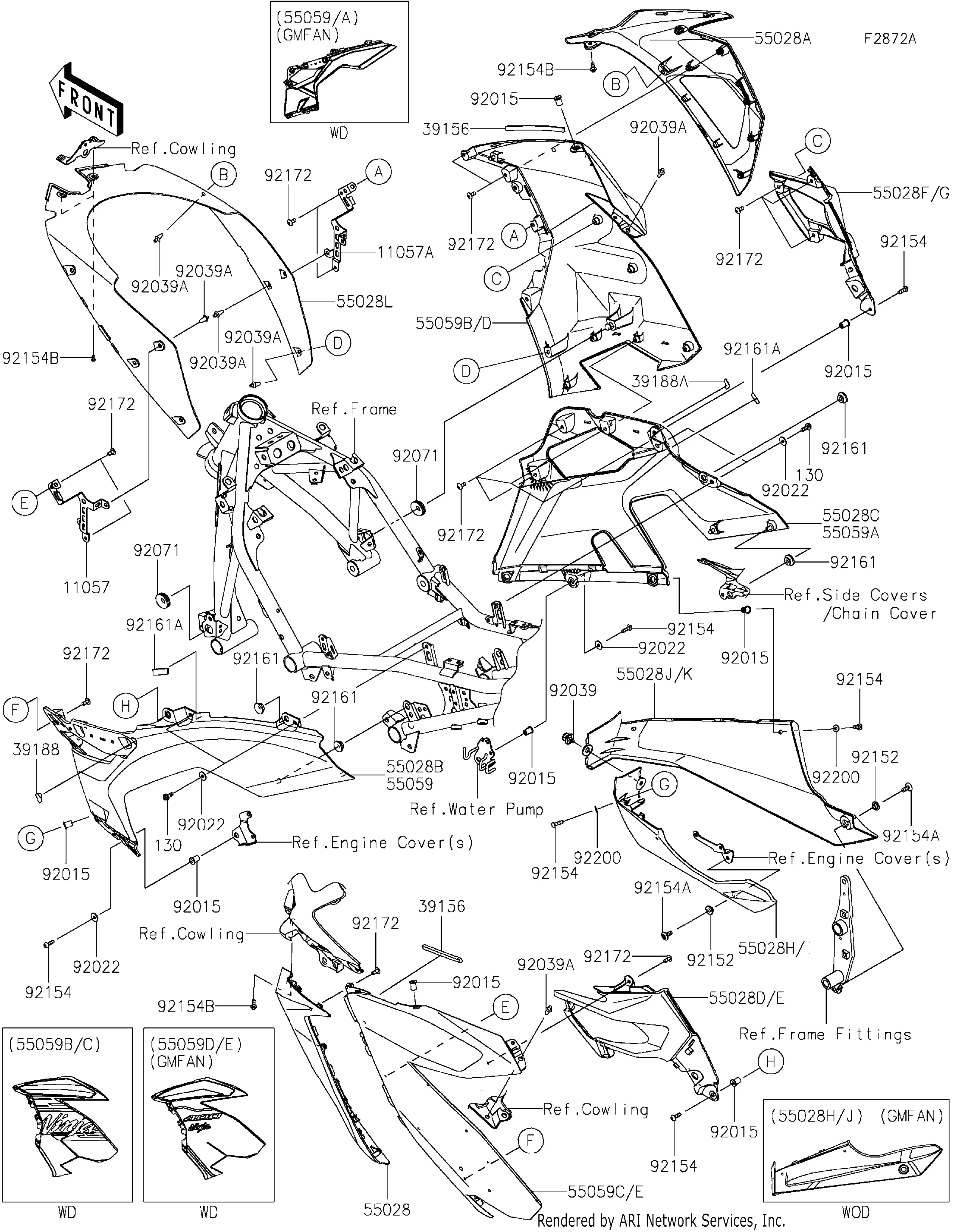 55028-0644-GU Cowling,Fin,Rh,M.p.silver Kawasaki | YoshiParts