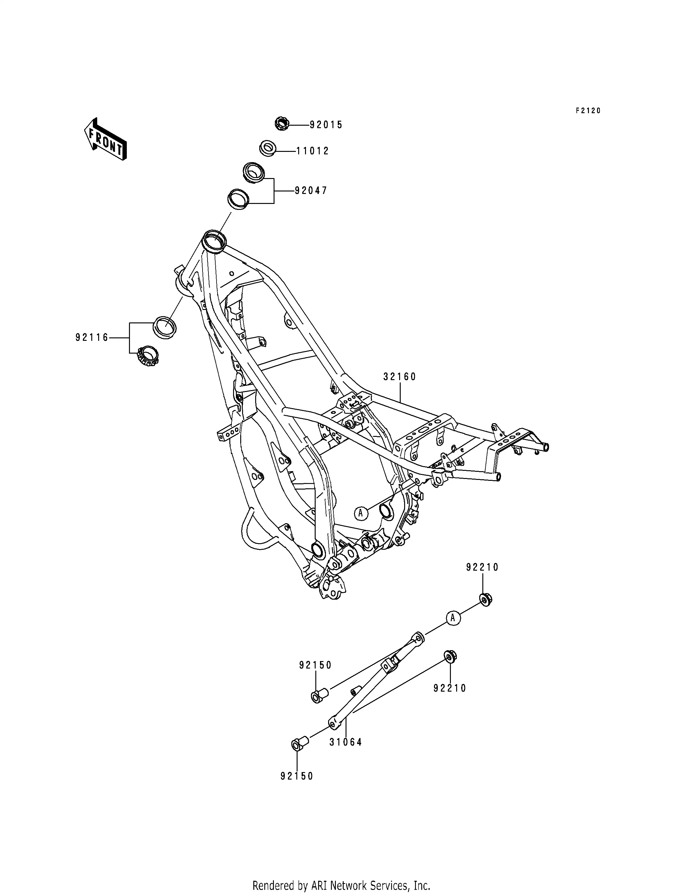 31064-1163-CC Pipe-Comp,Sub Frame,L Kawasaki | YoshiParts