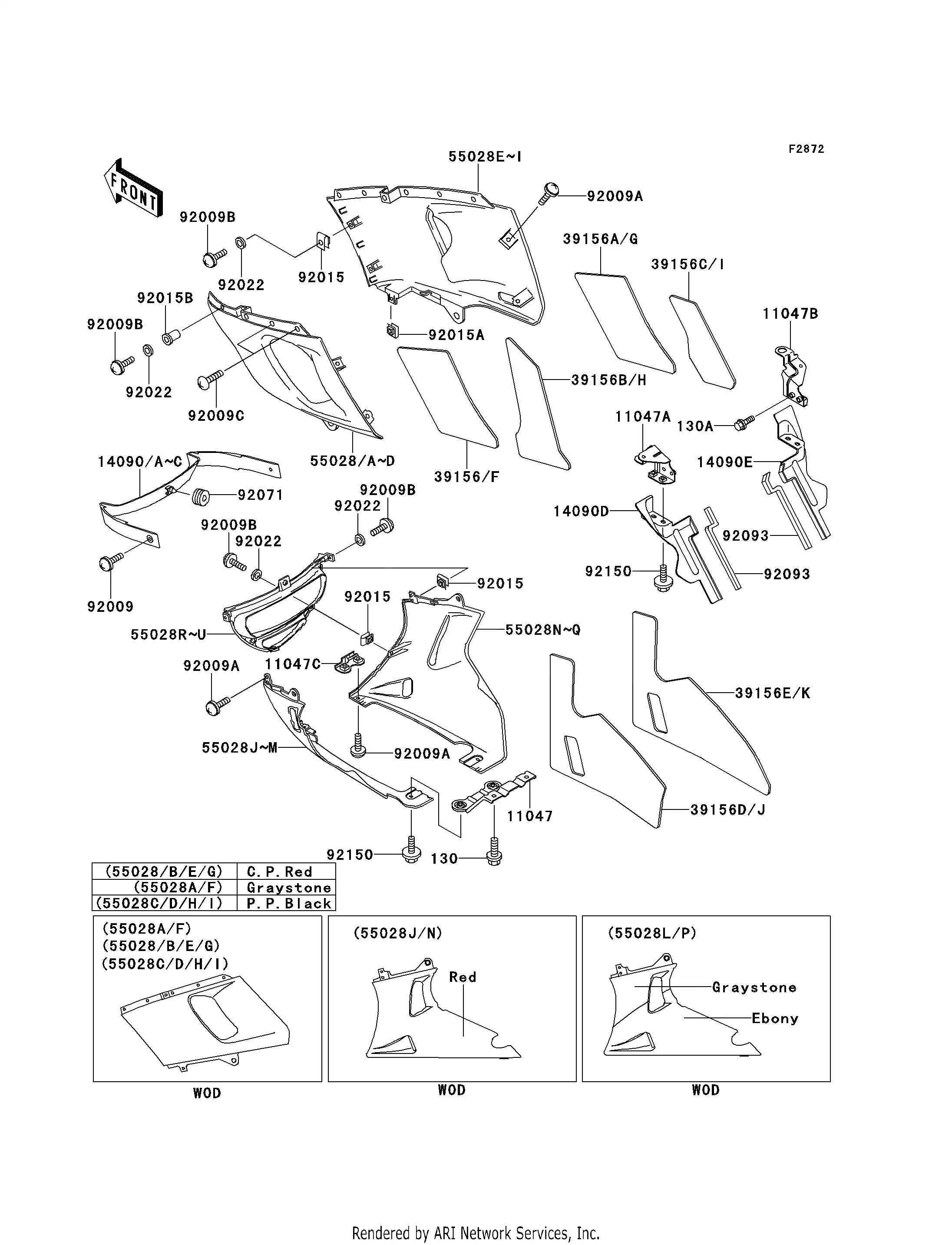 55028-1294-C4 Cowling,Cnt,Rh,M.graystone Kawasaki | YoshiParts