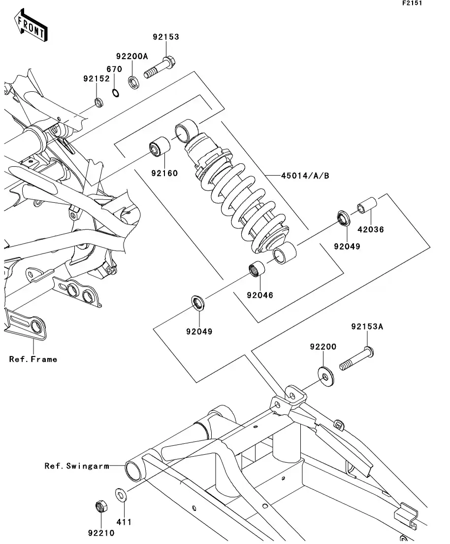 45014-0299-VM Shock Absorber, Red Kawasaki | YoshiParts