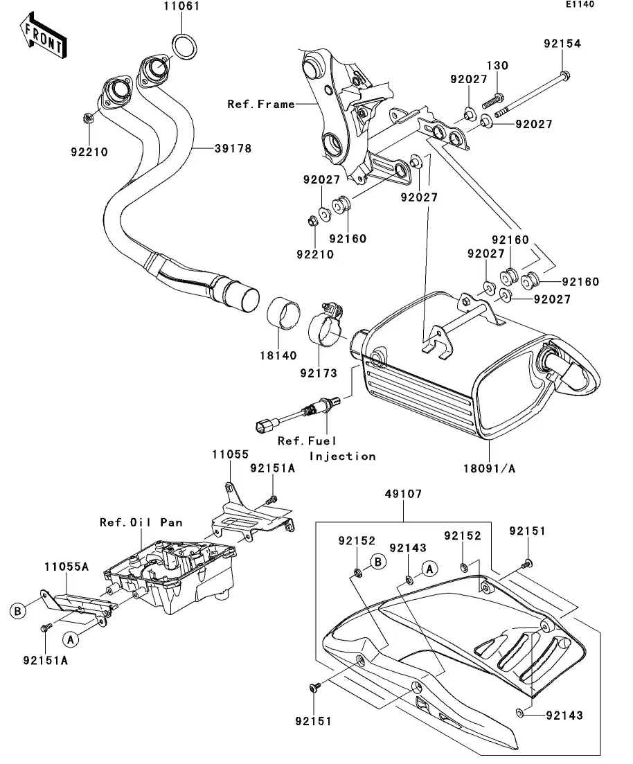 11055-1106 Bracket,Rh Kawasaki | YoshiParts