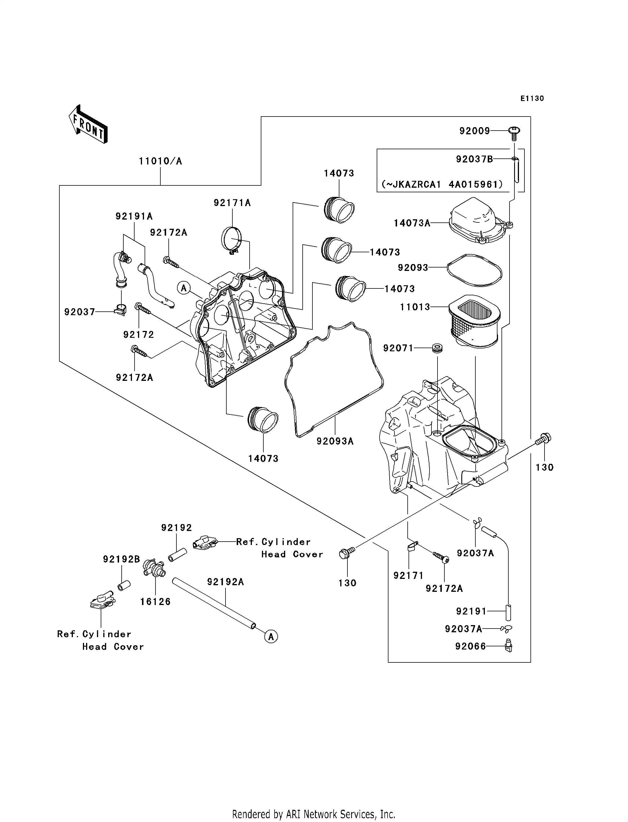 14073-0013 Duct,#2 Kawasaki | YoshiParts