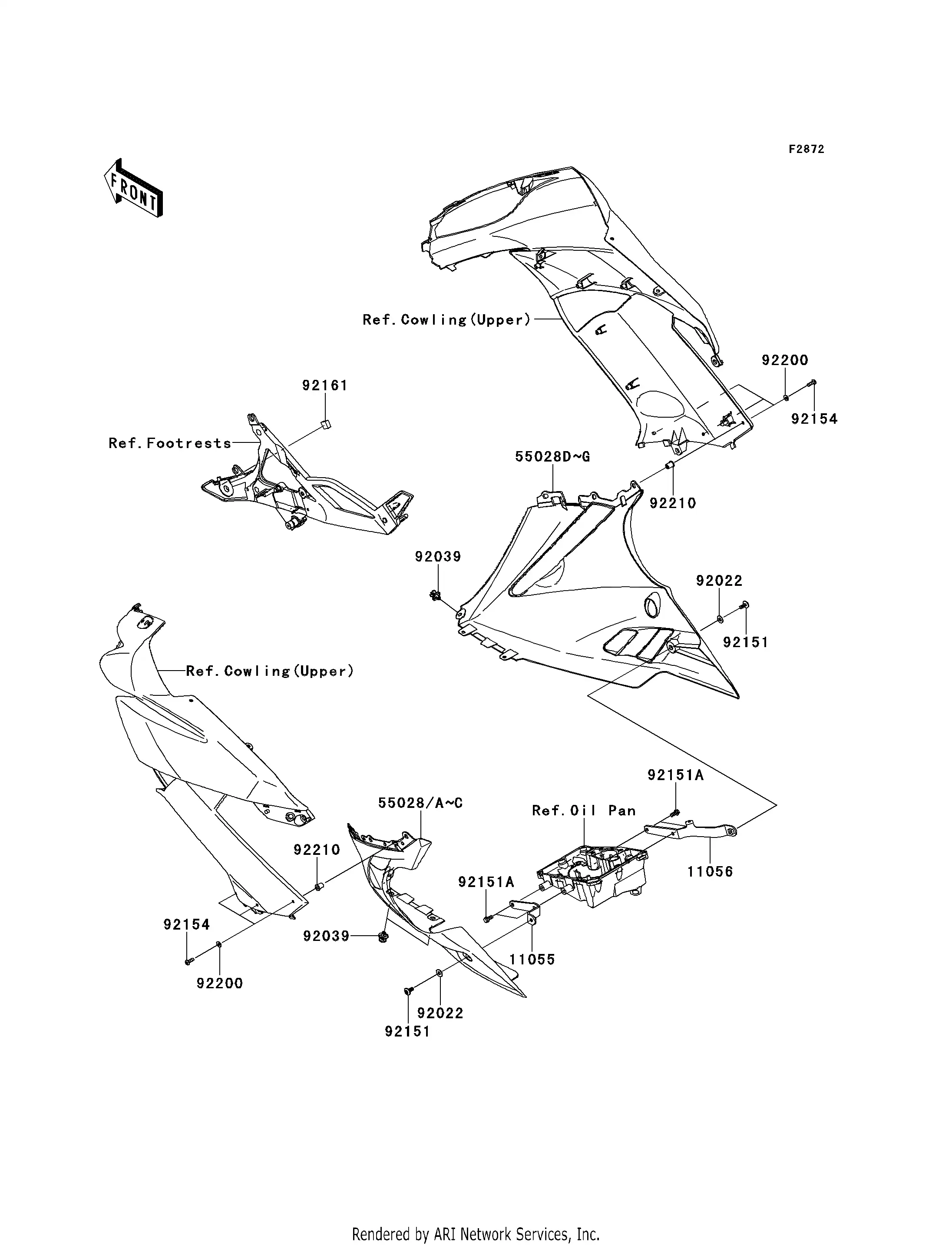 11056-0590 Bracket,Lwr Cowling,R Kawasaki | YoshiParts