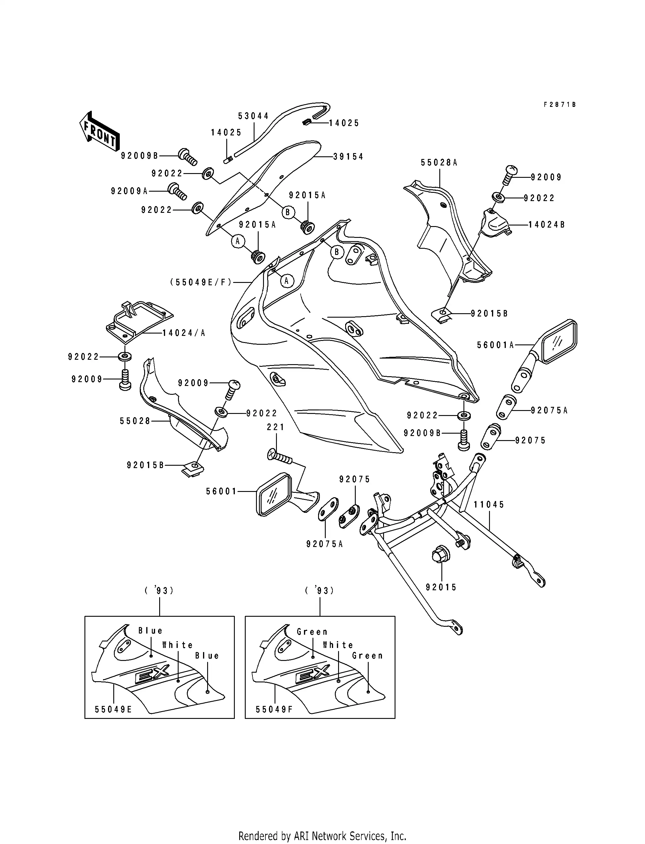 14024-1385-M4 Cover,Upper Cowling,L Kawasaki | YoshiParts