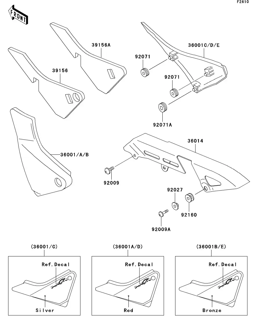 36001-1423-P5 Cover-Side,Rh,L.v.red Kawasaki | YoshiParts