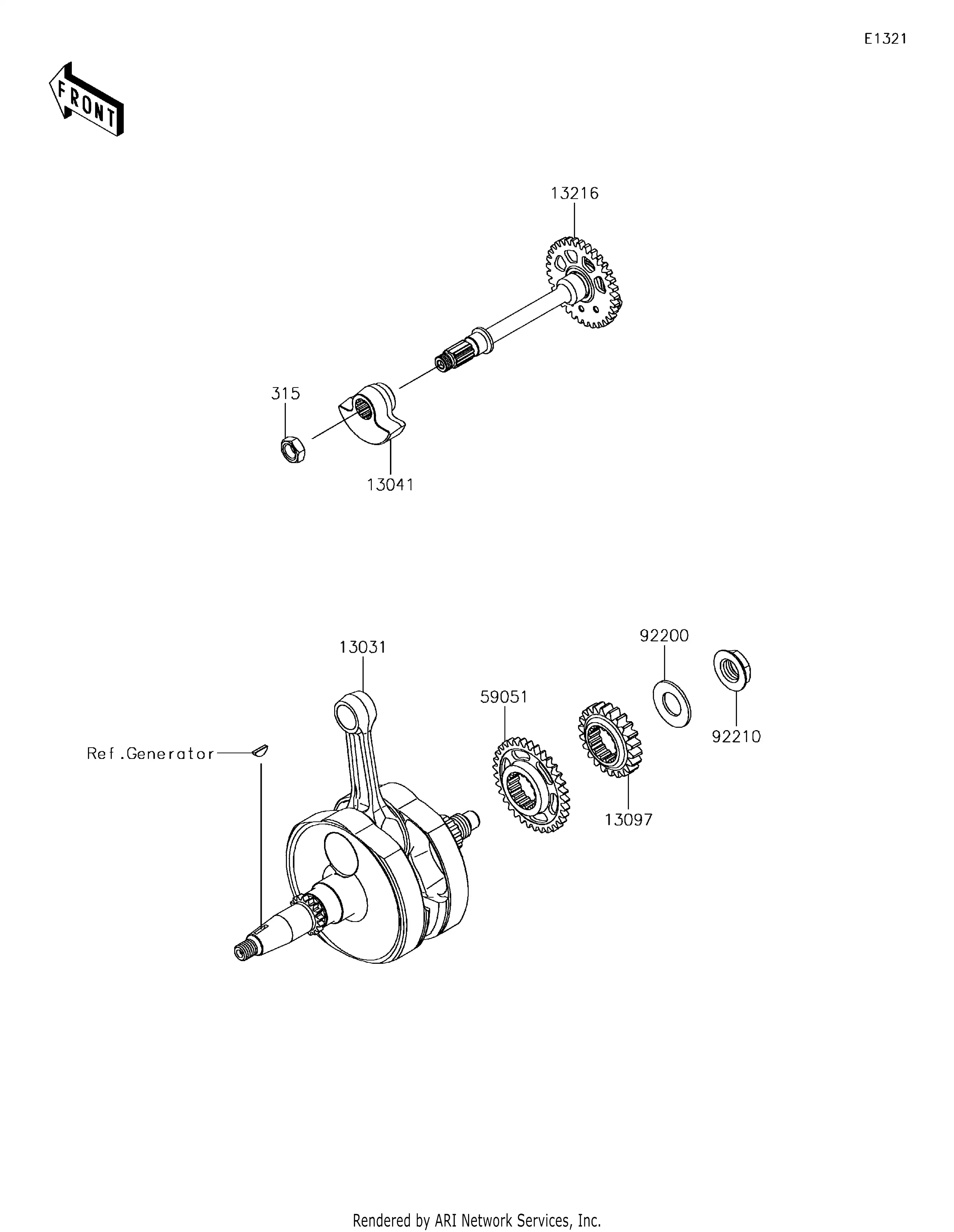 13031-0948 Crankshaft-Comp Kawasaki | YoshiParts