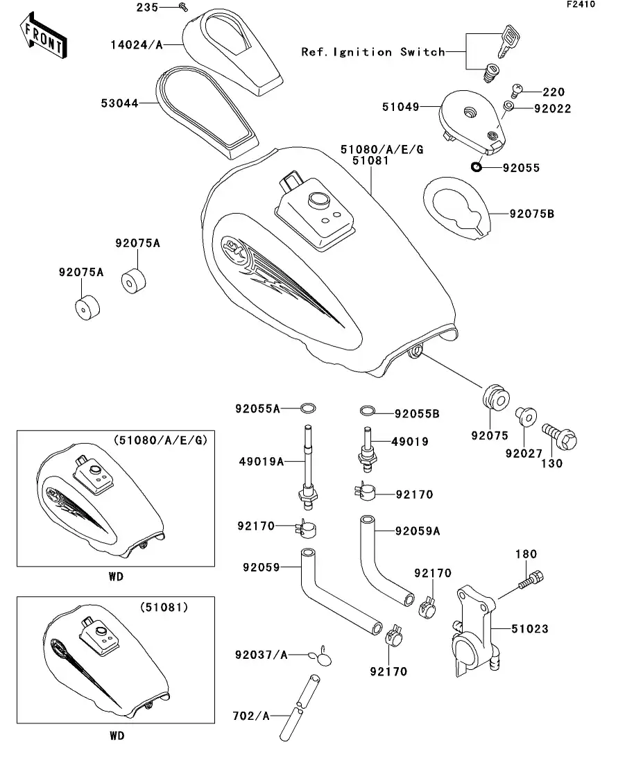14024-1522-F2 Cover, Fuel Tank Cap, Silver Kawasaki | YoshiParts