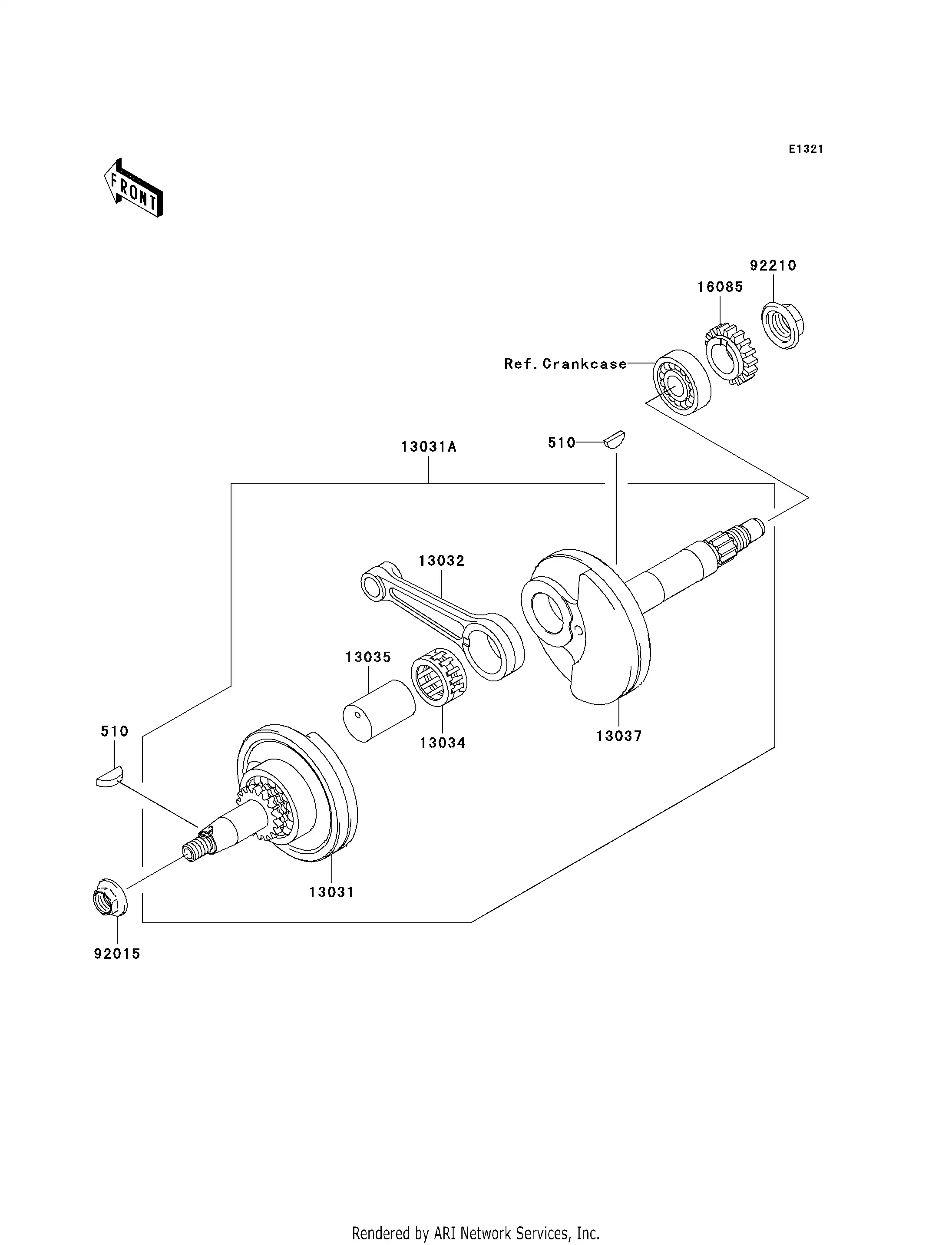 13031-1462 Crankshaft-Comp,Lh Kawasaki | YoshiParts