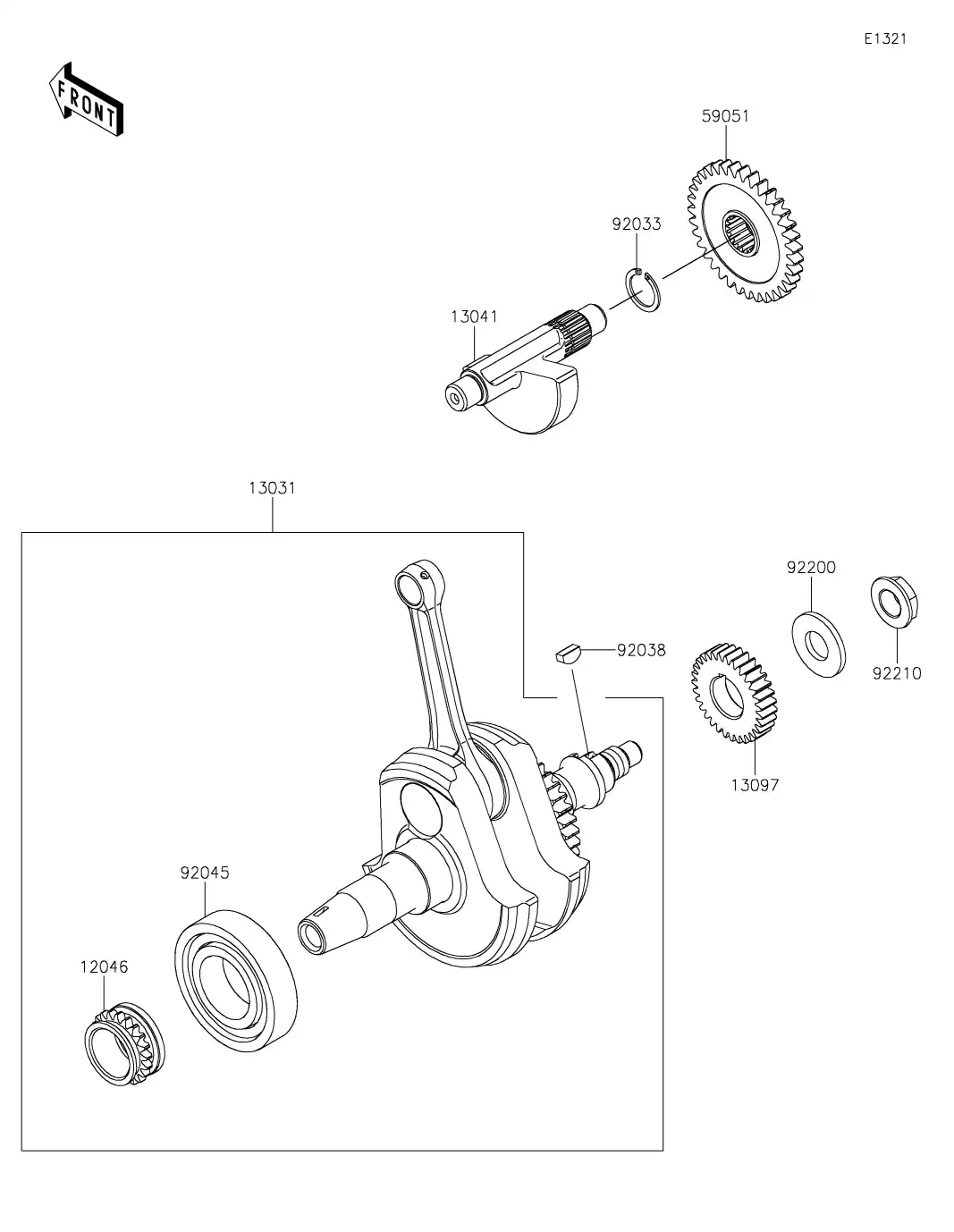 13031-1522 Crankshaft-Comp Kawasaki | YoshiParts