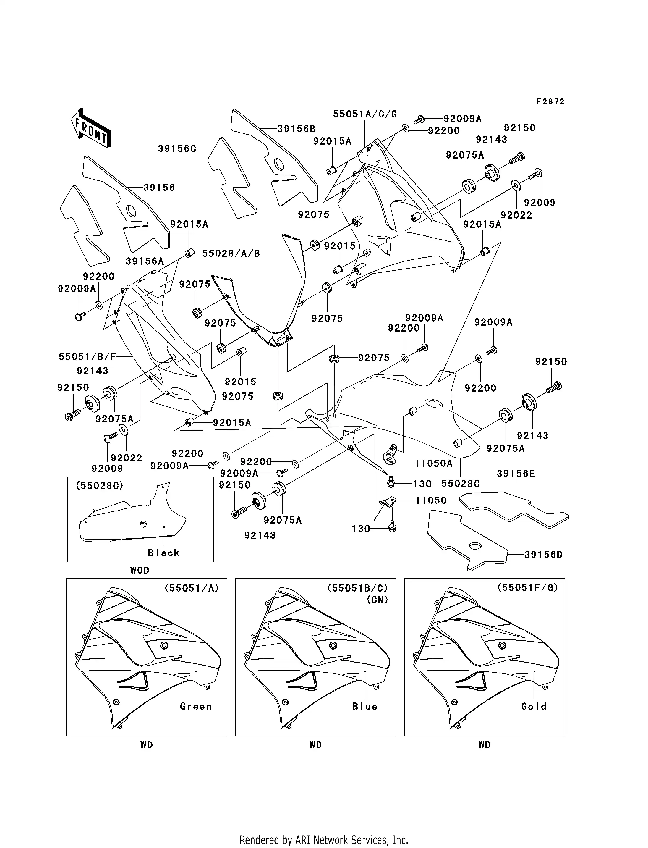 55028-1393-B5 Cowling,Lwr,Black Kawasaki | YoshiParts