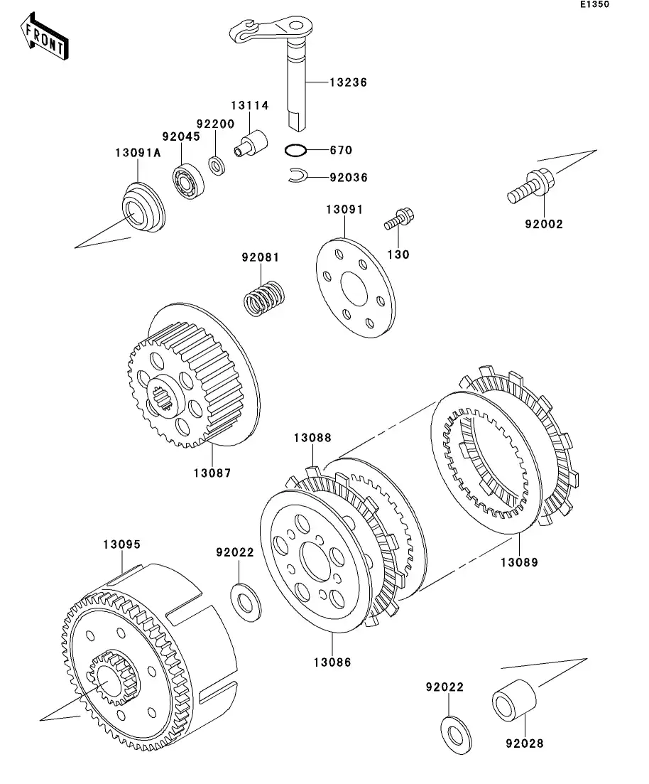 13236-1161 Lever-Comp,Clutch Rel Kawasaki | YoshiParts