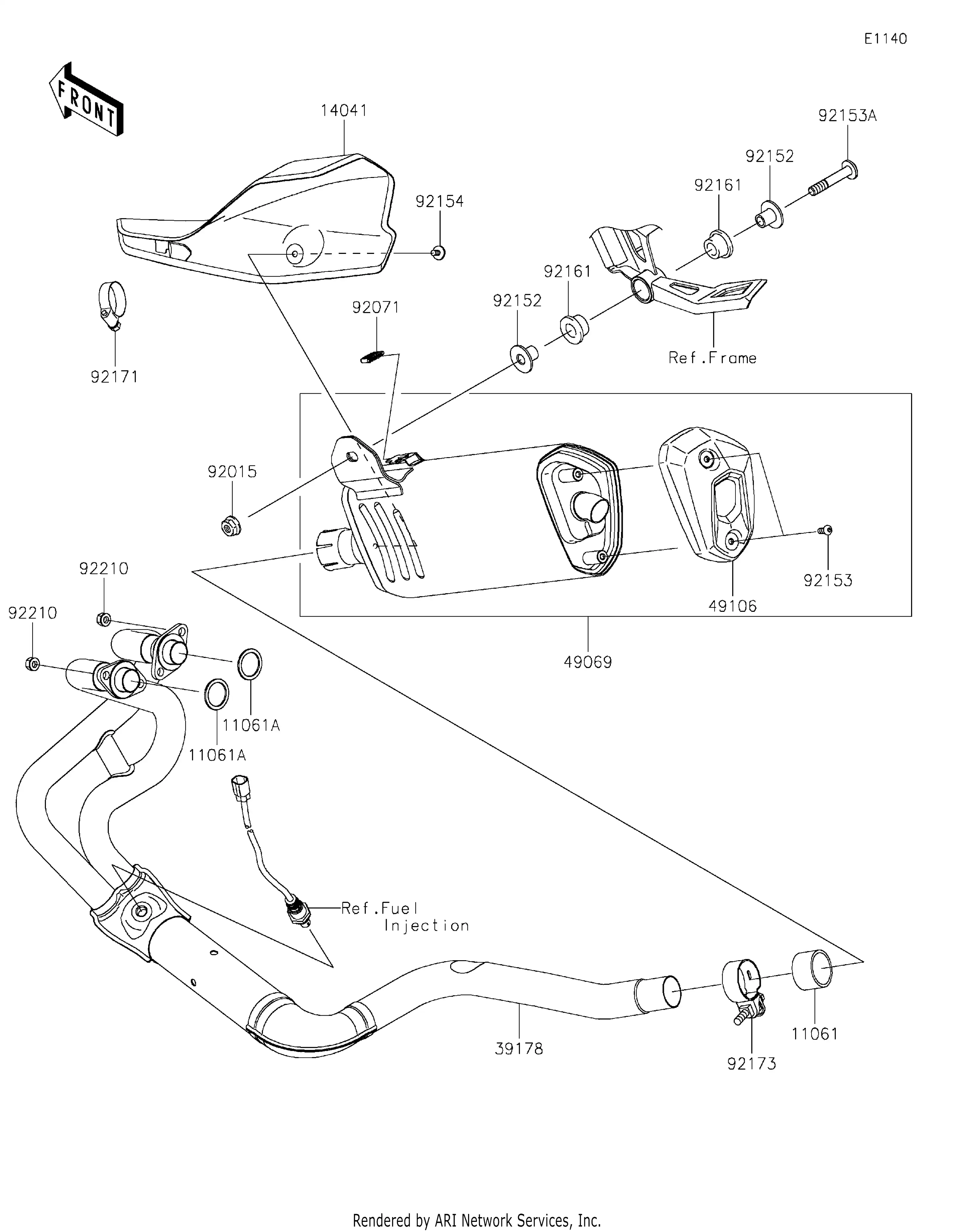 14041-0601 Cover-Comp,Muffler Kawasaki | YoshiParts