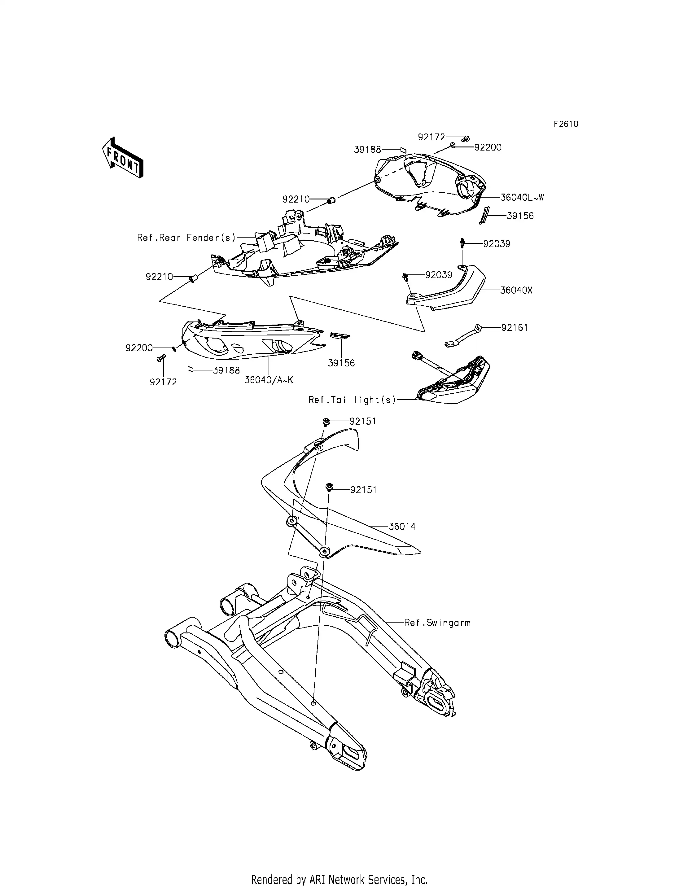 36040-0117-B1 Cover-Tail,Rh,F.red Kawasaki | YoshiParts