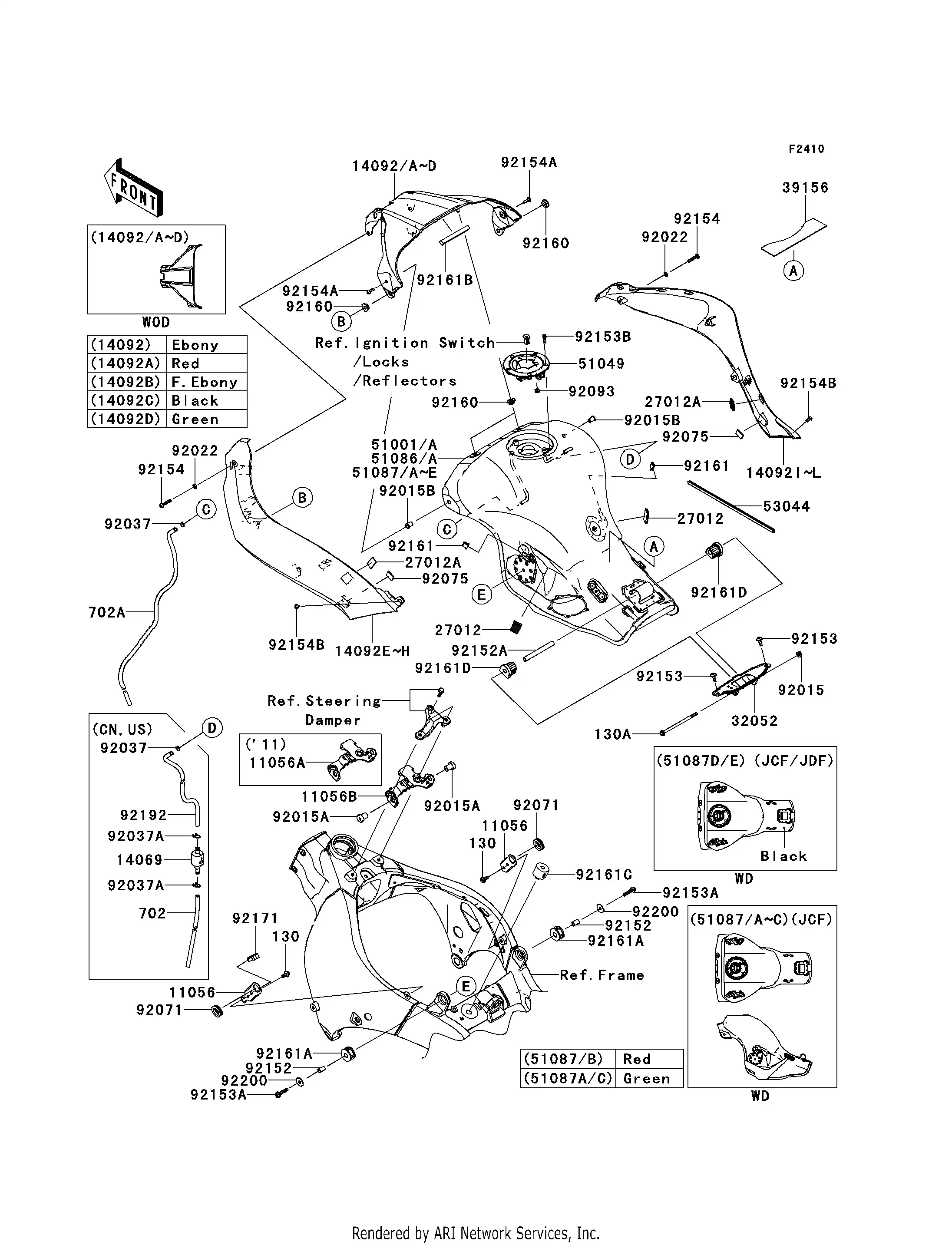 11056-1655 Bracket,Tank Cover,Fr Kawasaki | YoshiParts