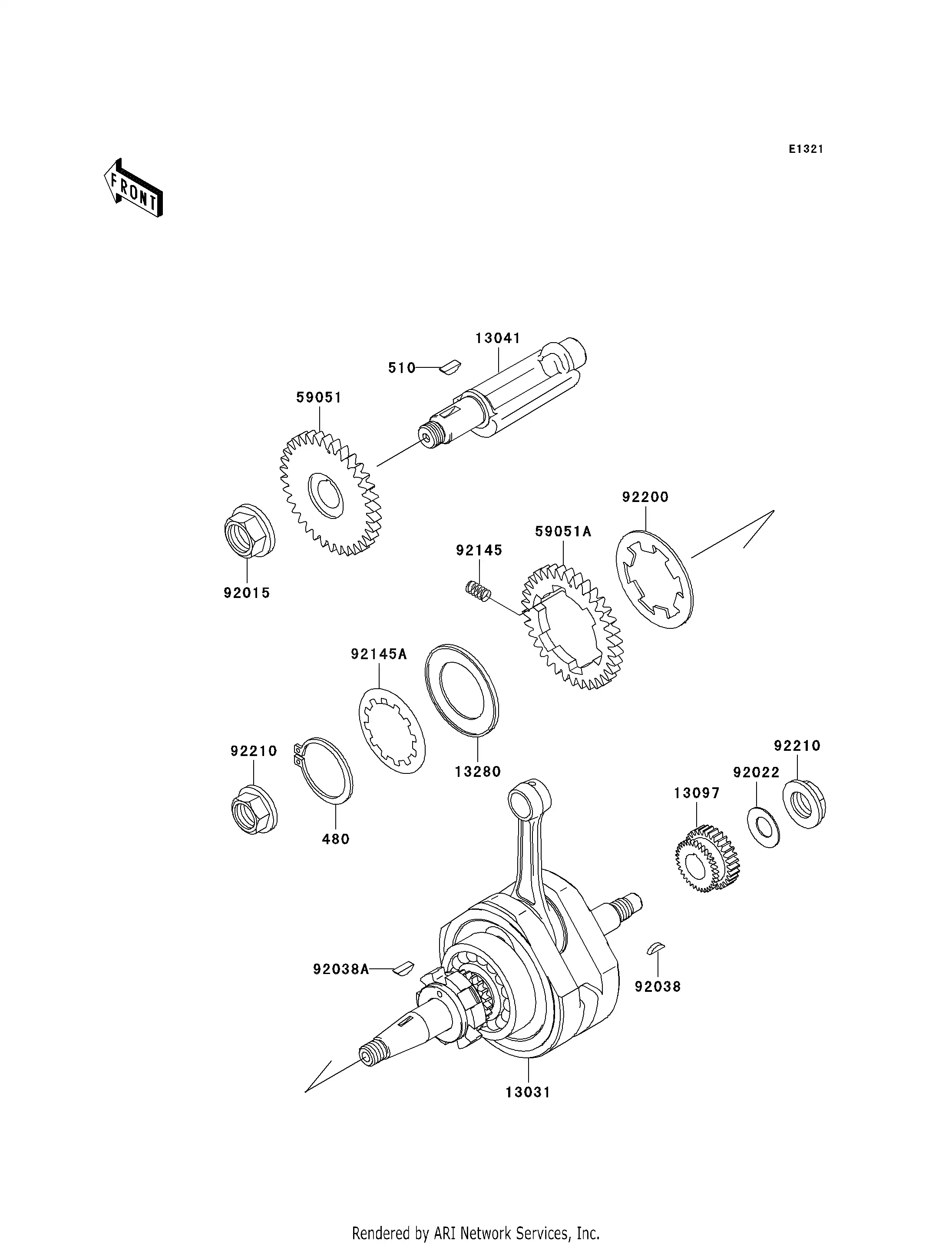 13031-1459 Crankshaft-Comp Kawasaki | YoshiParts