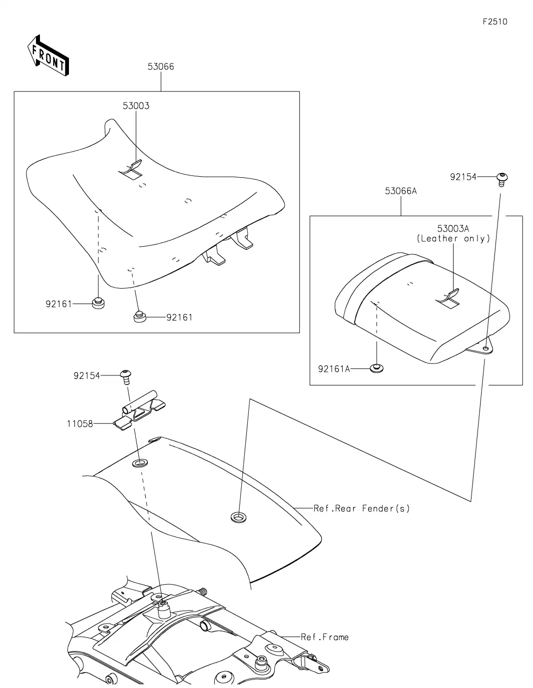 53066-0853-MA Seat Thickness, Fr, Black Kawasaki | YoshiParts