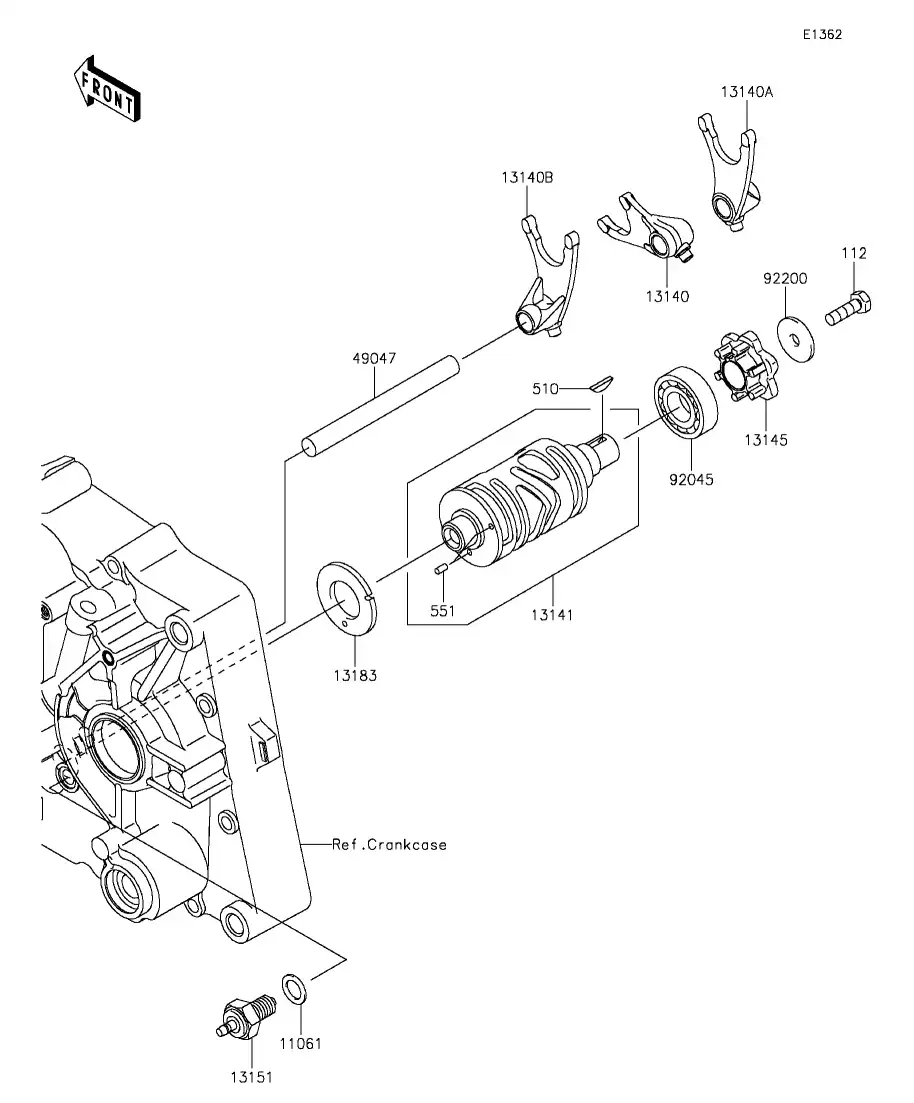 13140-0053 Fork-Shift,Output Lh Kawasaki | YoshiParts