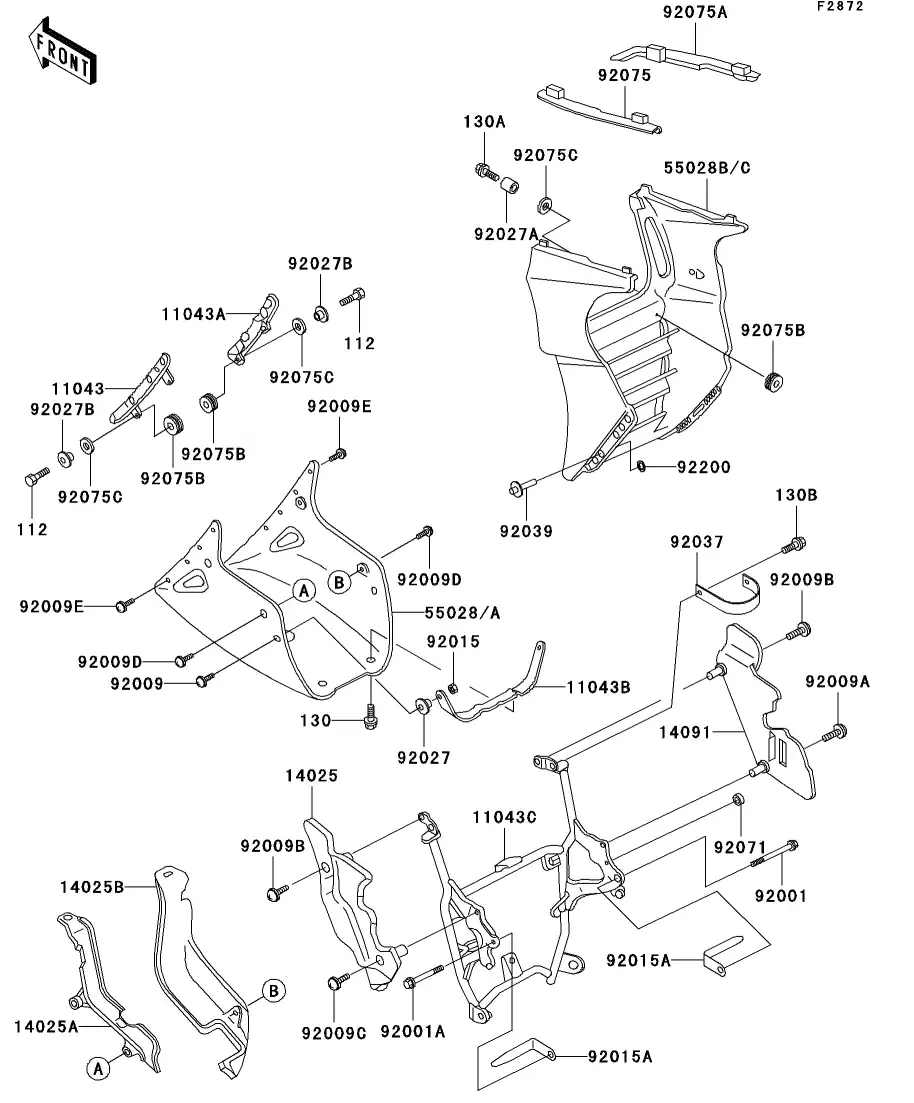 11043-1631 Bracket, Center Cowling, Rh Kawasaki | YoshiParts