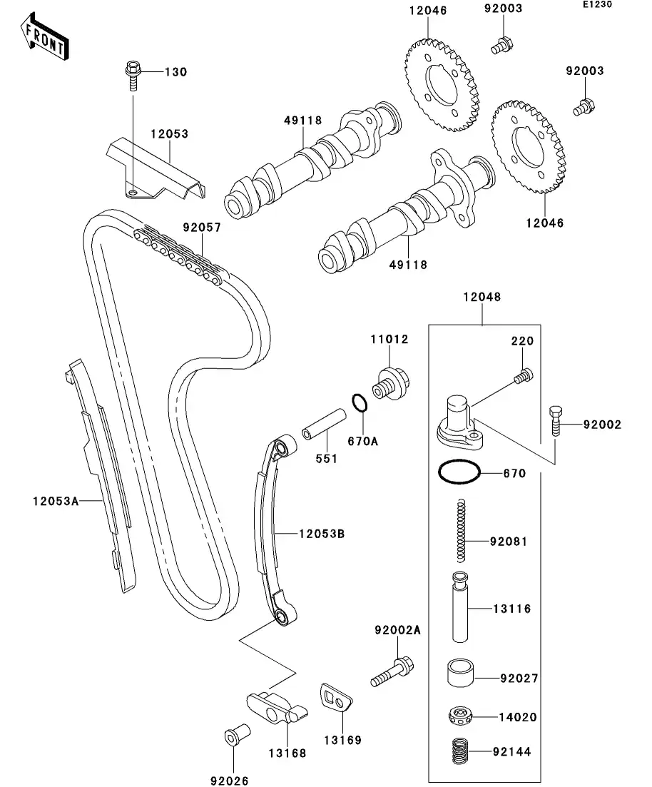 12053-1205 Guide-Chain,Fr Kawasaki | YoshiParts