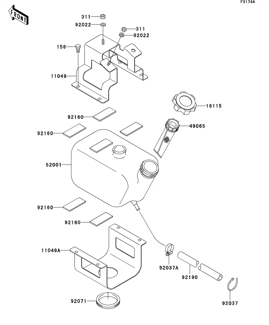 11049-3726 Bracket Kawasaki | YoshiParts