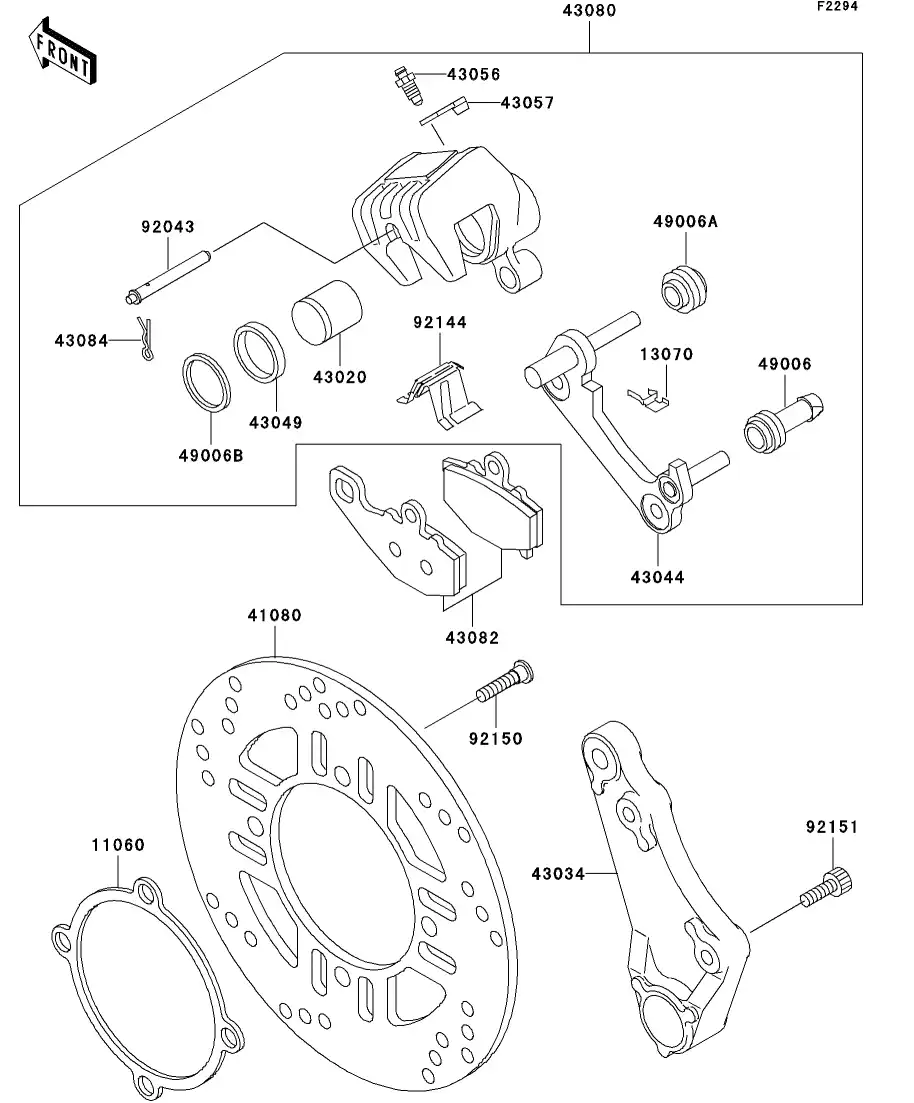 43080-5001-DJ Caliper-Sub-Assy,Rr,B Kawasaki | YoshiParts