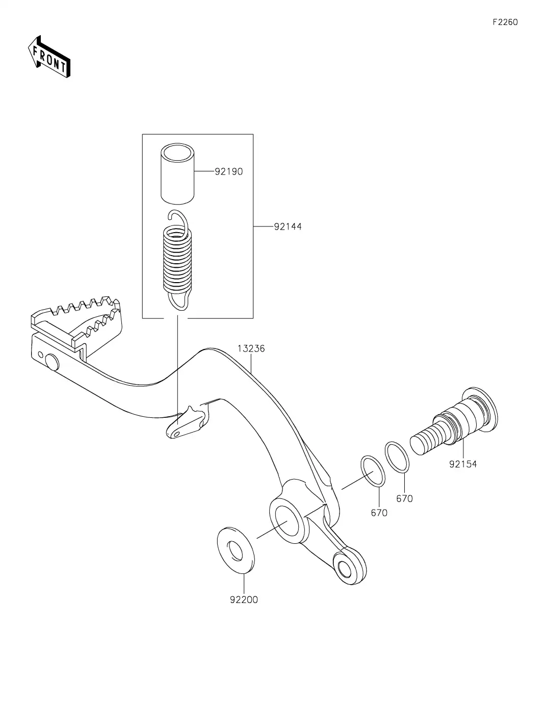 13236-0838 Lever-Comp,Brake Pedal Kawasaki | YoshiParts
