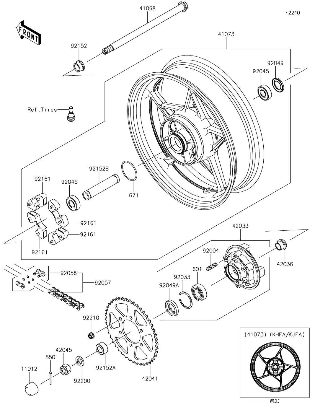 11012-1590 Cap,Axle Nut Kawasaki | YoshiParts