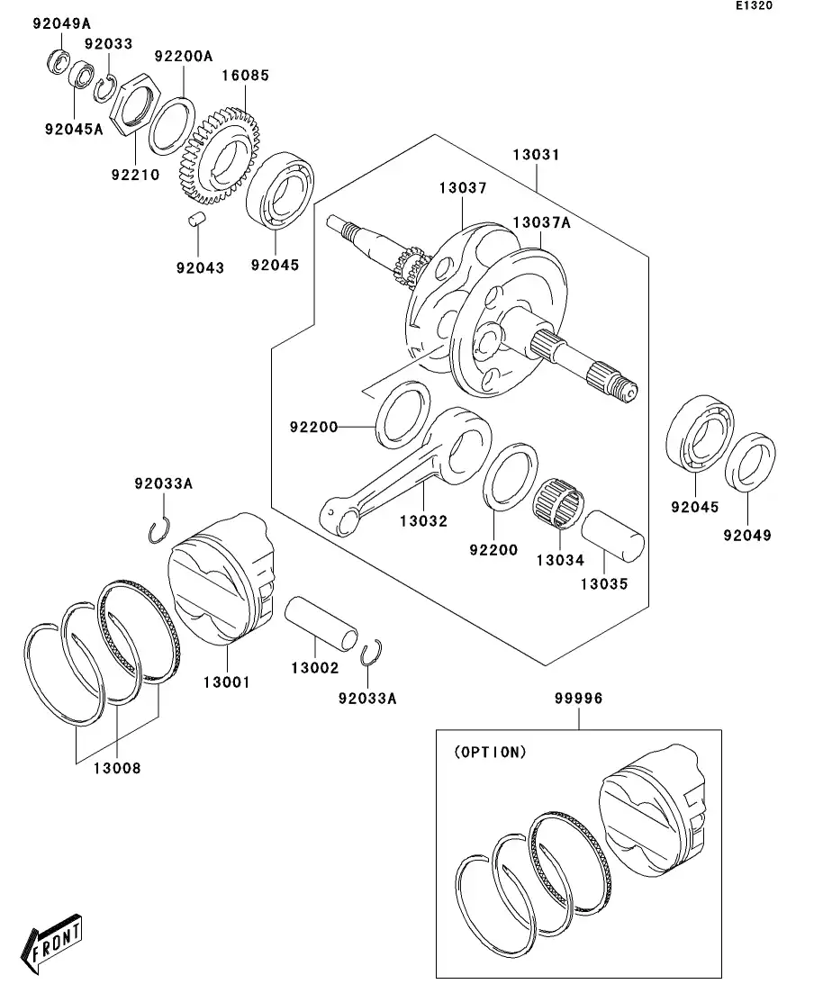 13031-S013 Crankshaft Comp Kawasaki | YoshiParts