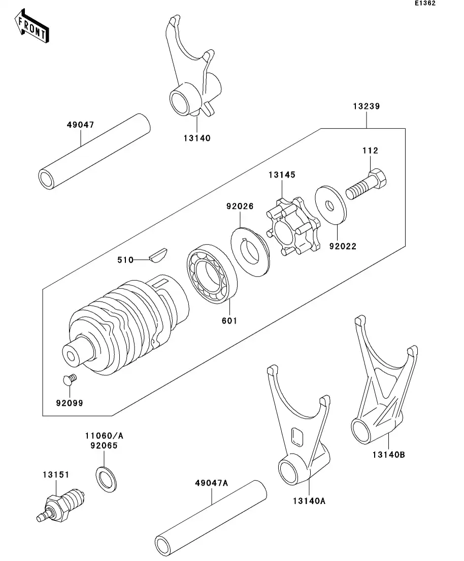 13140-1153 Fork-Shift,Input Kawasaki | YoshiParts