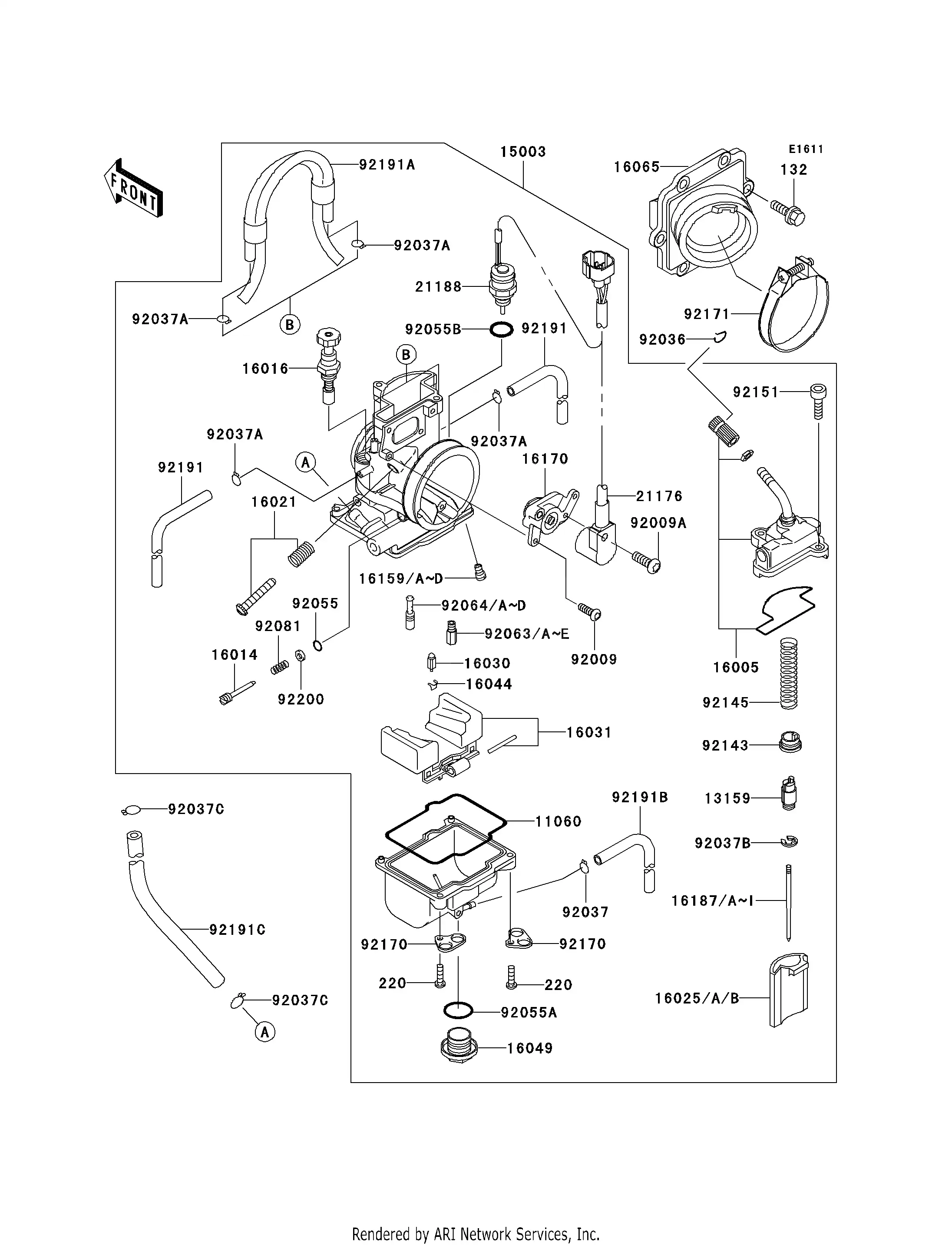 16065-0002 Holder-Carburetor Kawasaki | YoshiParts