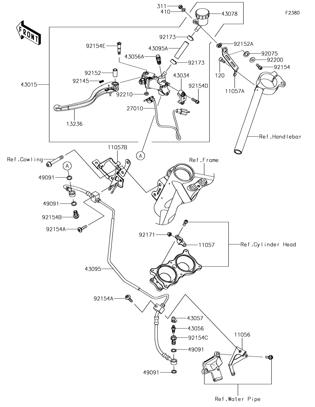 11057-0567 Bracket,Frm Head Kawasaki | YoshiParts