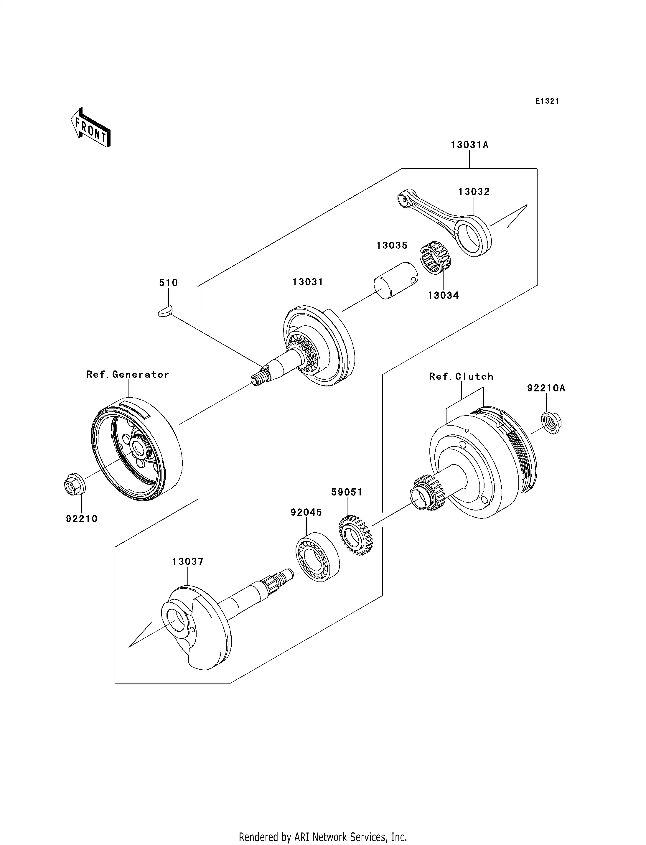13031-0862 Crankshaft-Comp Kawasaki | YoshiParts