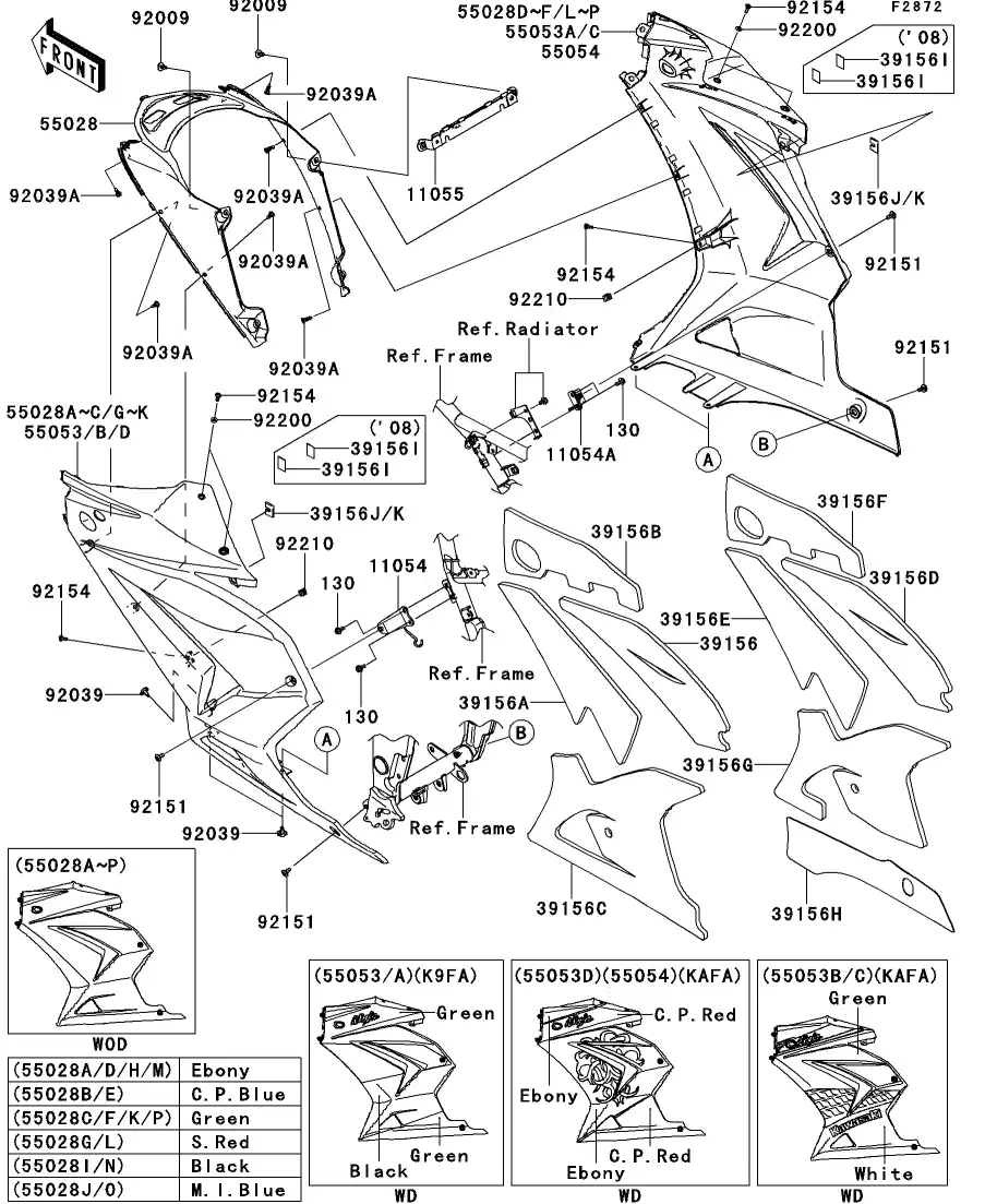 55028-0271-H8 Cowling,Side,Lh,Ebony Kawasaki | YoshiParts