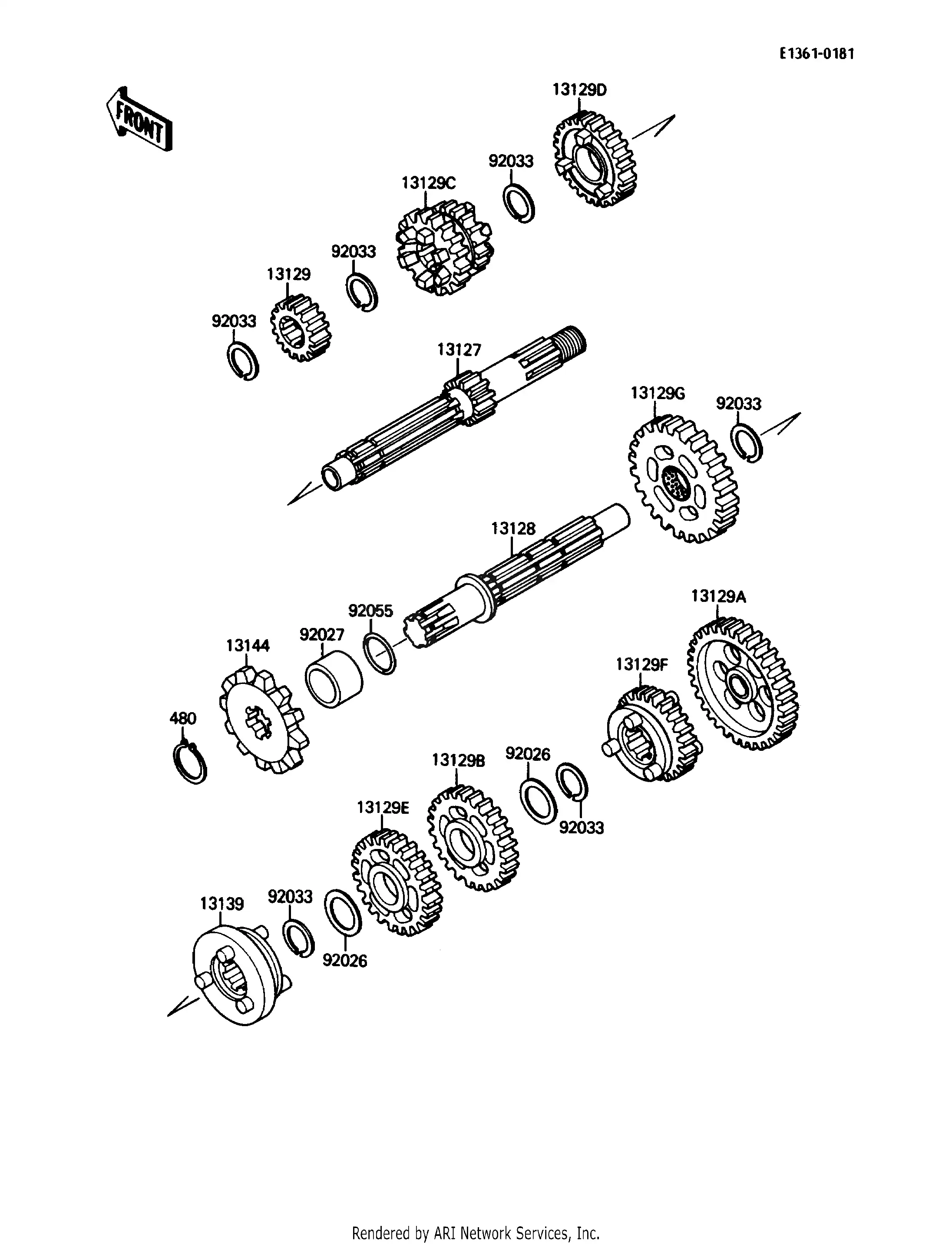 13260-1320 Gear,Output Low,43T Kawasaki | YoshiParts