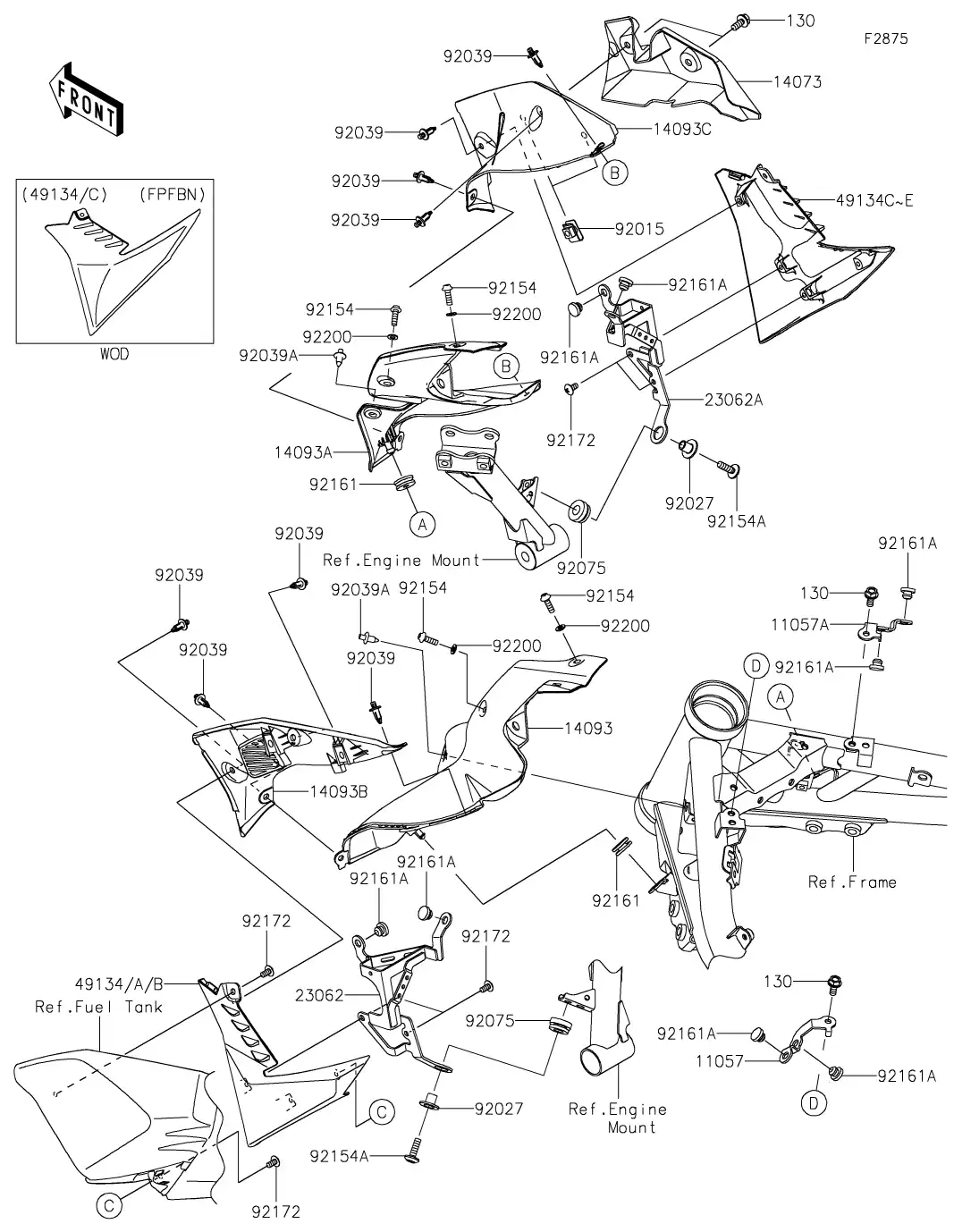 14073-0962 Duct,Inner,Guide,Rh Kawasaki | YoshiParts