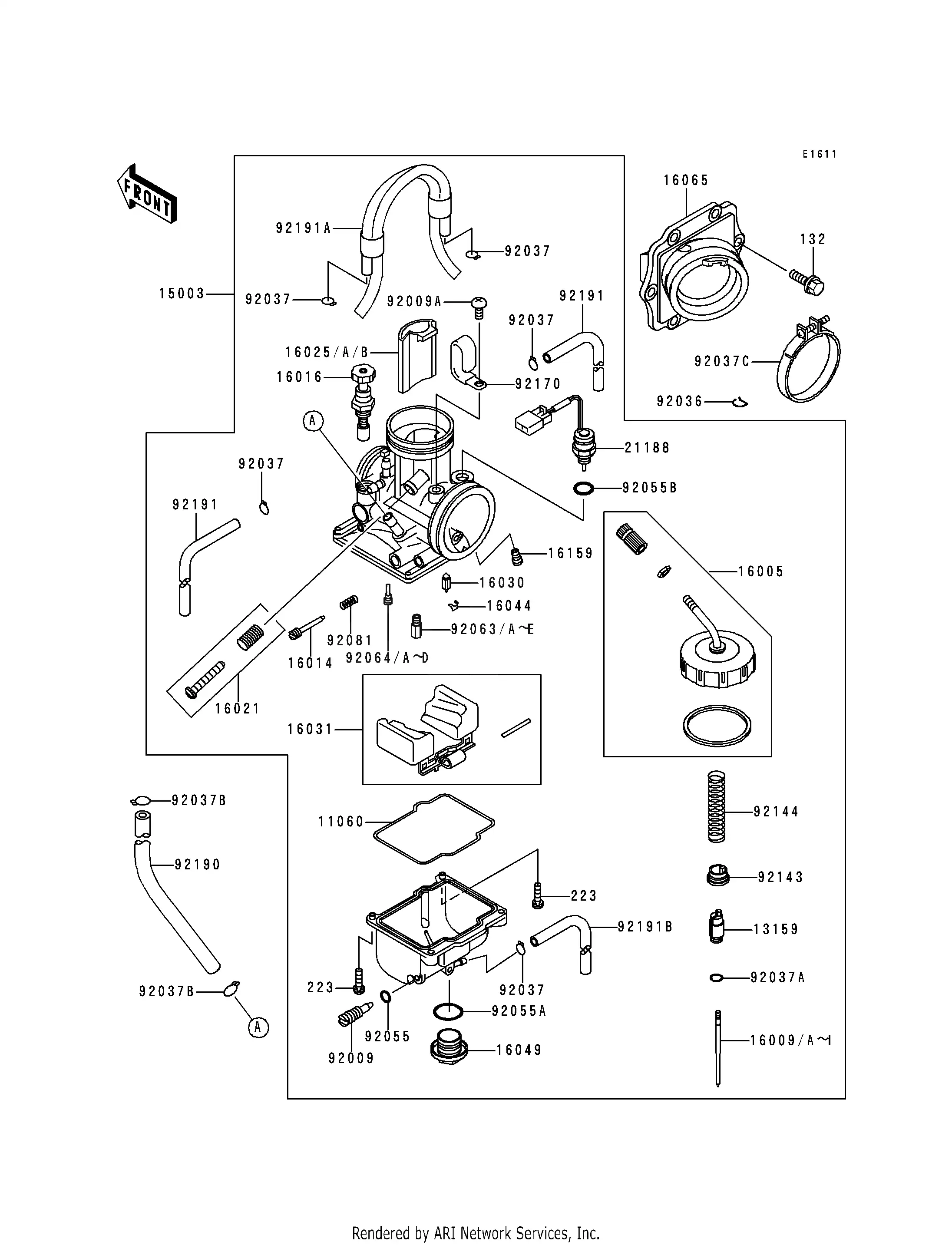 16065-1334 Holder-Carburetor Kawasaki | YoshiParts