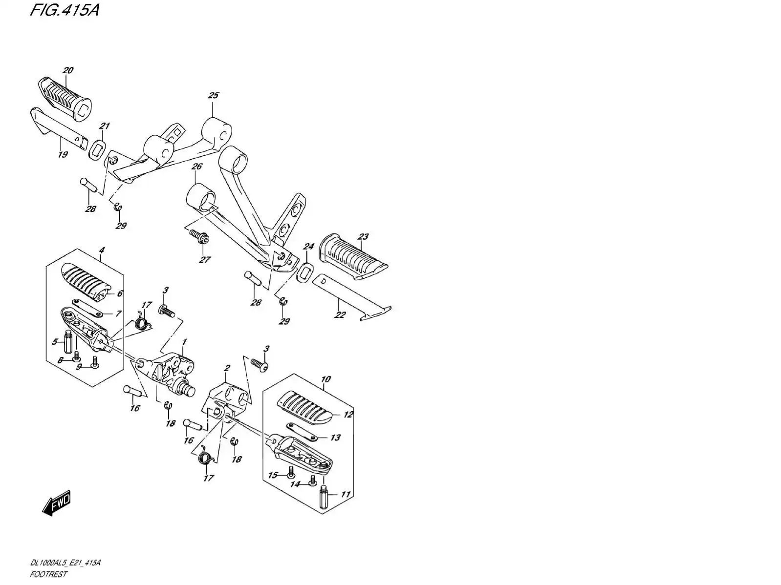 43501-31J00-000 Footrest Assy,Front,R Suzuki | YoshiParts