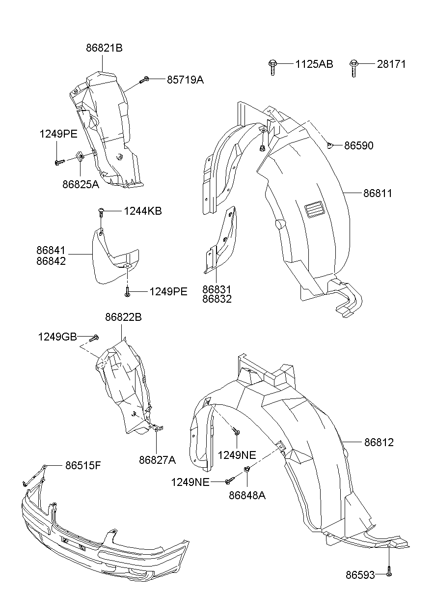 86832-3A700 Guard Assy-Front Wheel Mud,Rh Hyundai | YoshiParts