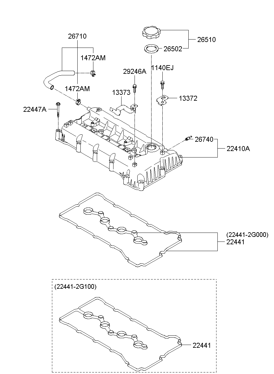 22441-2G000 Gasket-Rocker Cover Hyundai | YoshiParts
