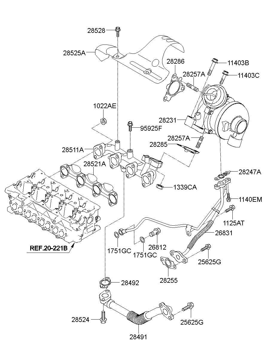28521-2A701 Gasket-Exhaust Manifold Hyundai | YoshiParts