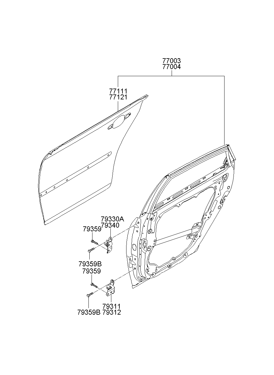 79410-3K000 Hinge Assy-Rear Door Upper,Lh Hyundai | YoshiParts