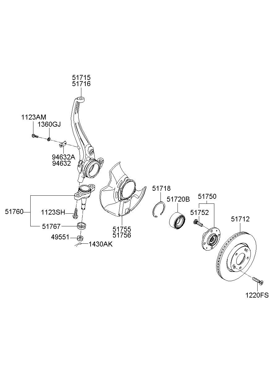 51716-3K550 Knuckle-Front Axle,Rh Hyundai | YoshiParts