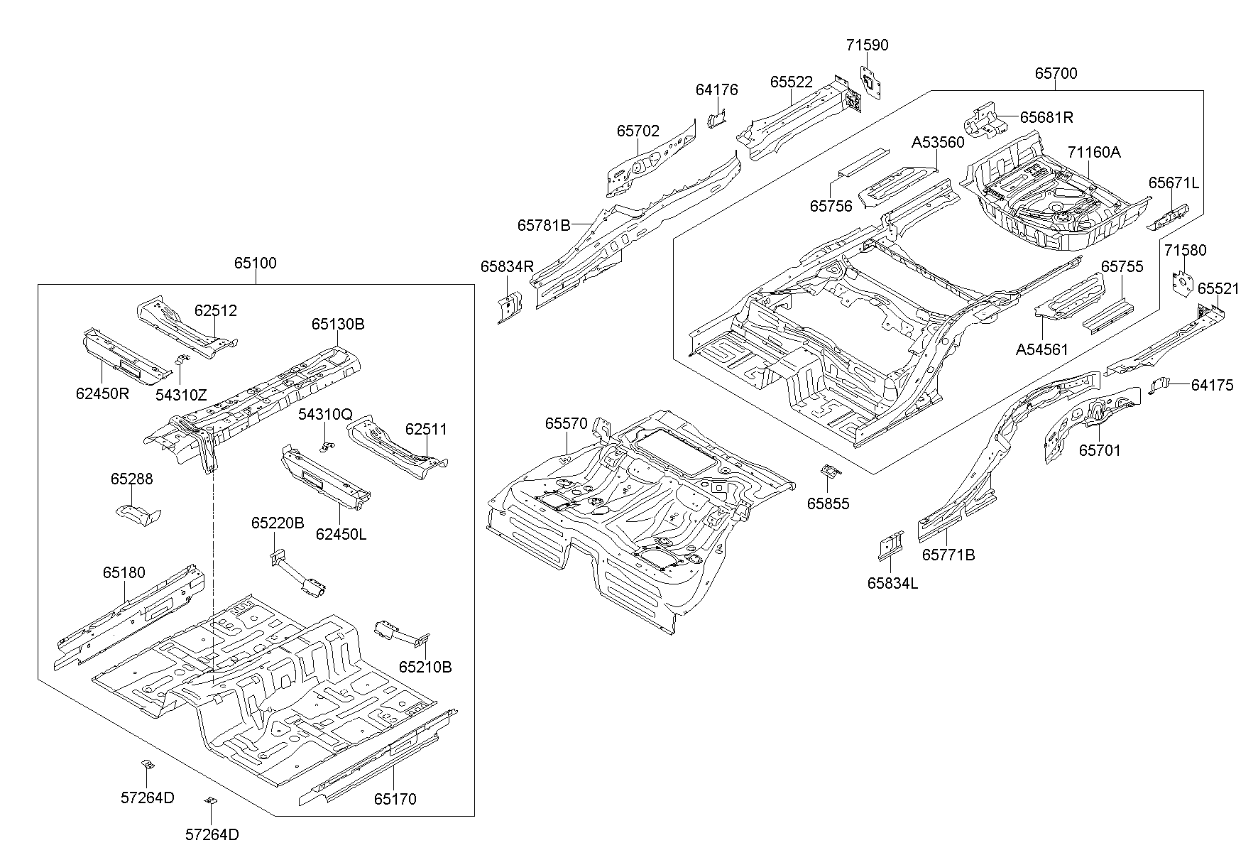 65515-3N000 Panel Assy-Rear Floor Side,Lh Hyundai | YoshiParts