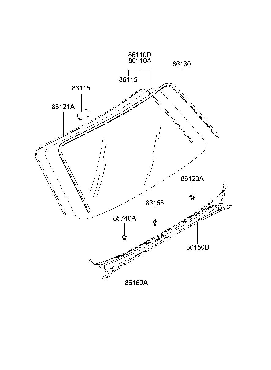 86110-H1550 Glass Assy-Windshield Hyundai | YoshiParts