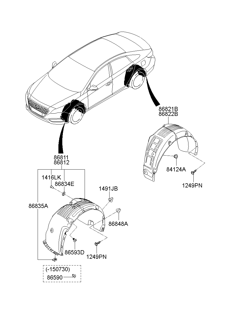 86812-E6000 Guard Assy-Front Wheel,Rh Hyundai | YoshiParts