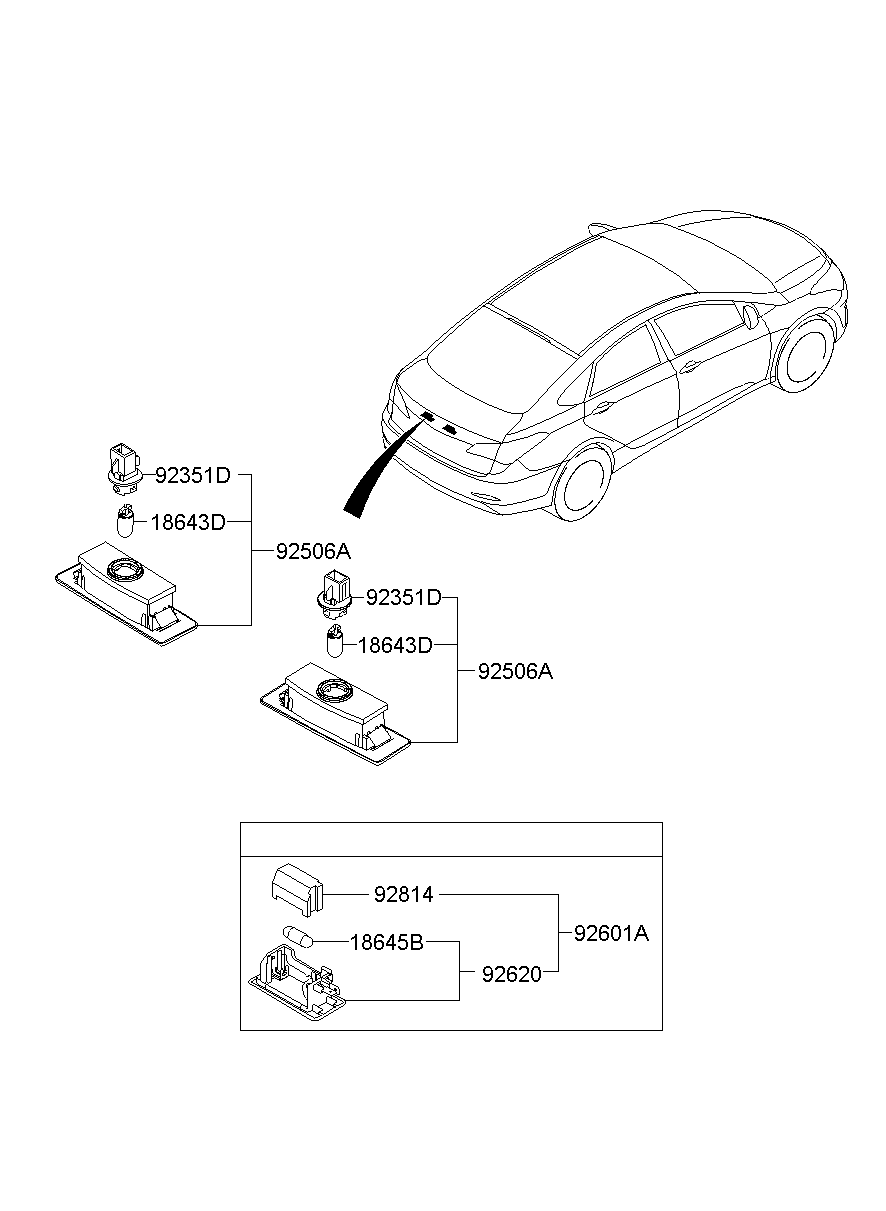 92501-C1000 Lamp Assy-License Plate Hyundai | YoshiParts