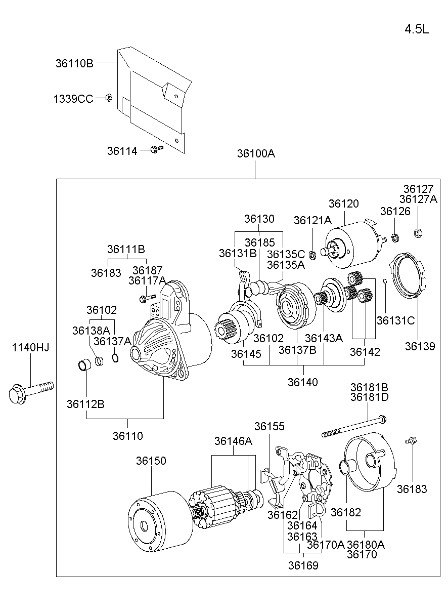 36130-3C100 Lever Kit-Starter Pinion Shift Hyundai | YoshiParts