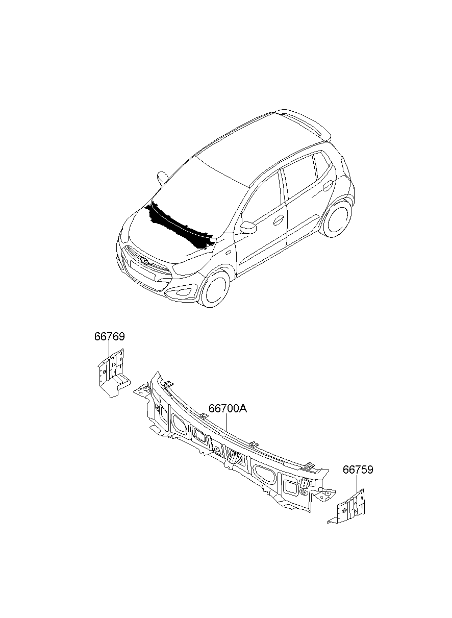66700-0X300 Panel Assy-Cowl Complete Hyundai | YoshiParts