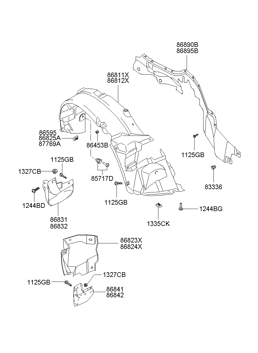 86831-H1500 Guard Assy-Front Wheel Mud,Lh Hyundai | YoshiParts