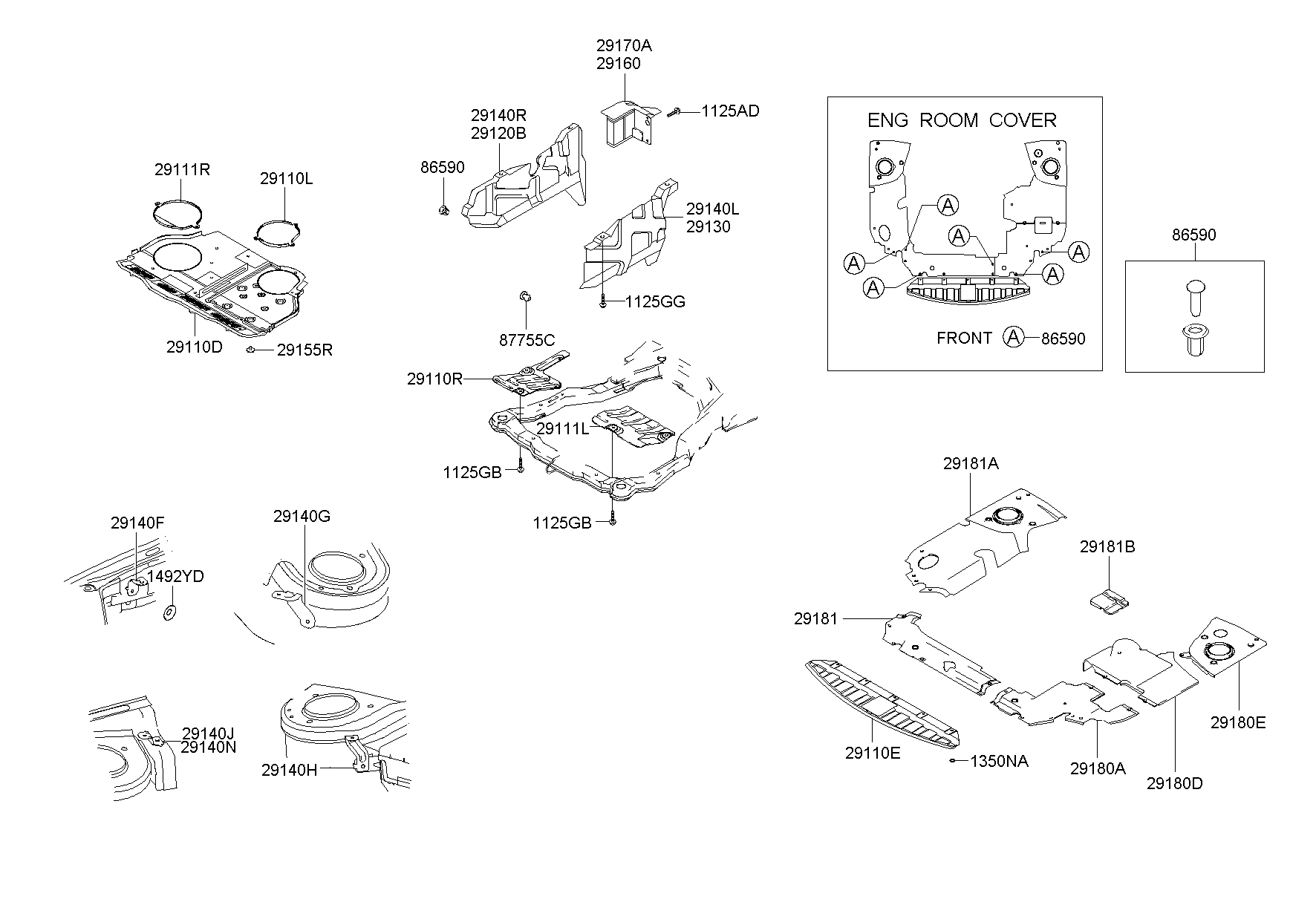 29120-2C000 Cover-Engine Under,Rh Hyundai | YoshiParts